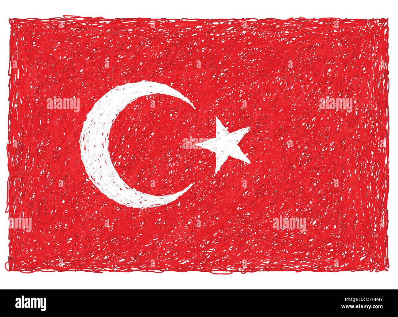 hand drawn illustration of flag of Turkey Stock Photo - Alamy