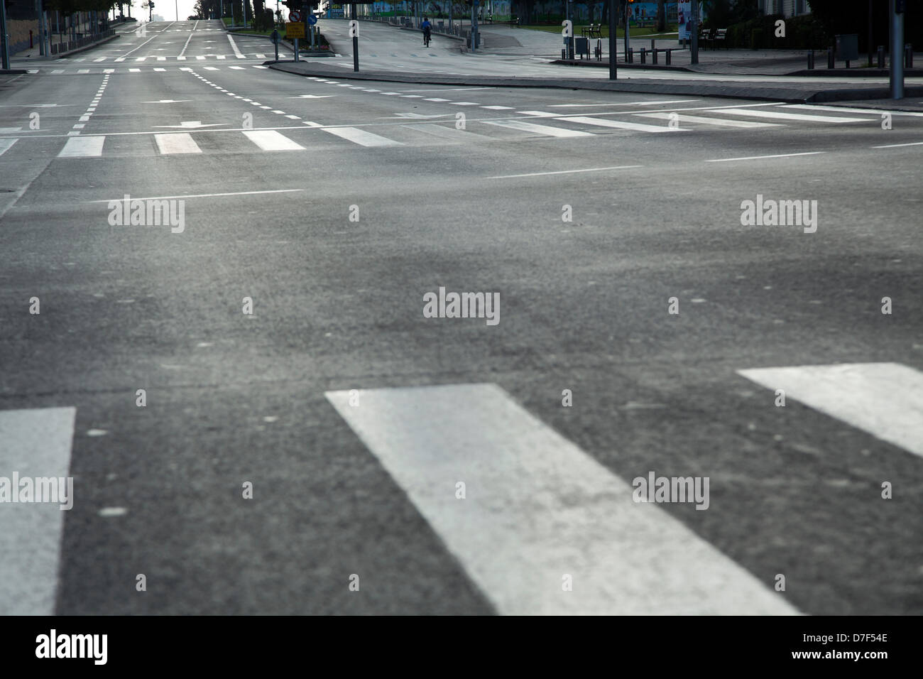 An empty main street in Tel-Aviv at the early hours of the morning ...