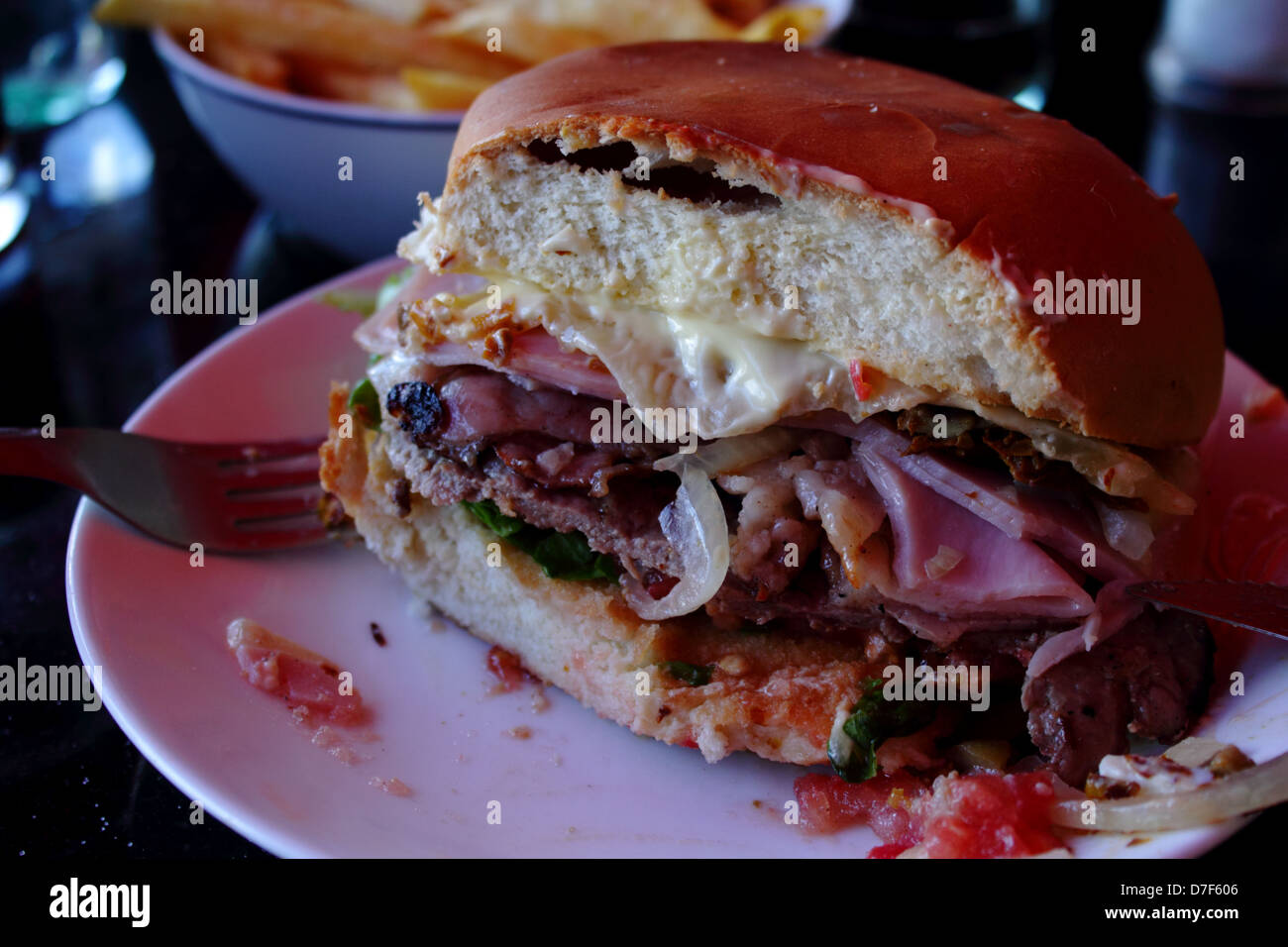 Chivito sandwich from uruguay Stock Photo - Alamy