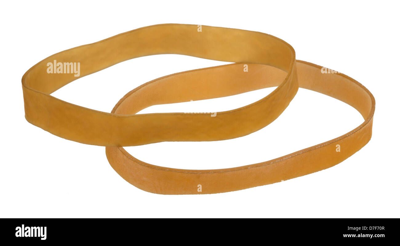 Two rubber bands isolated onwthie background. Includes clipping path ...