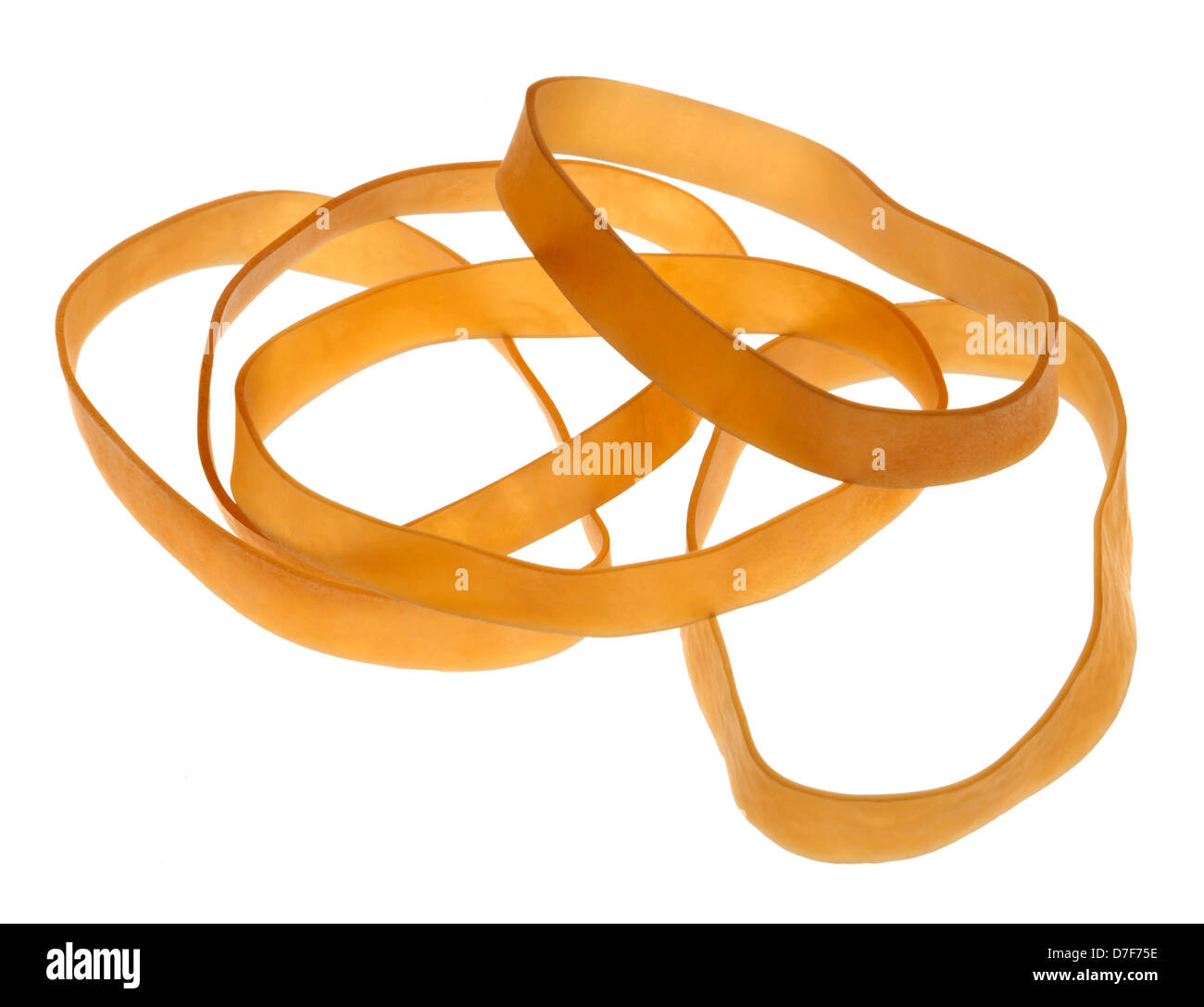 A group of five rubber bands isolated on white background Stock Photo ...