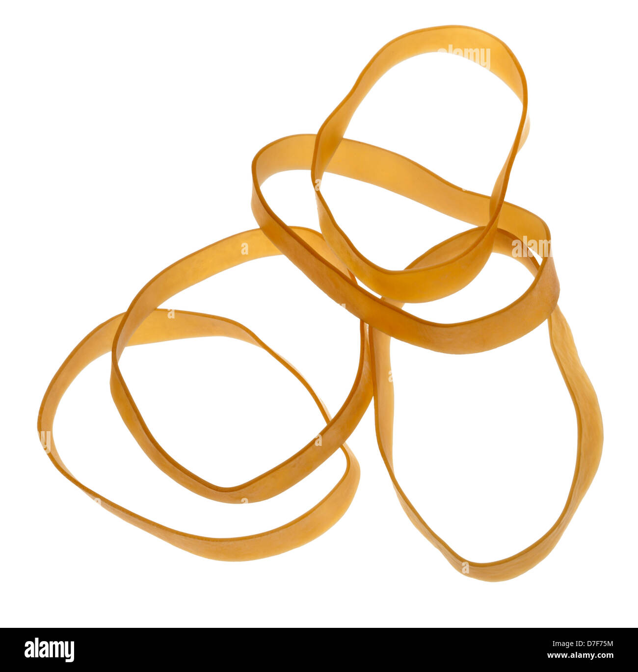 A group of five rubber bands isolated on white background Stock Photo ...