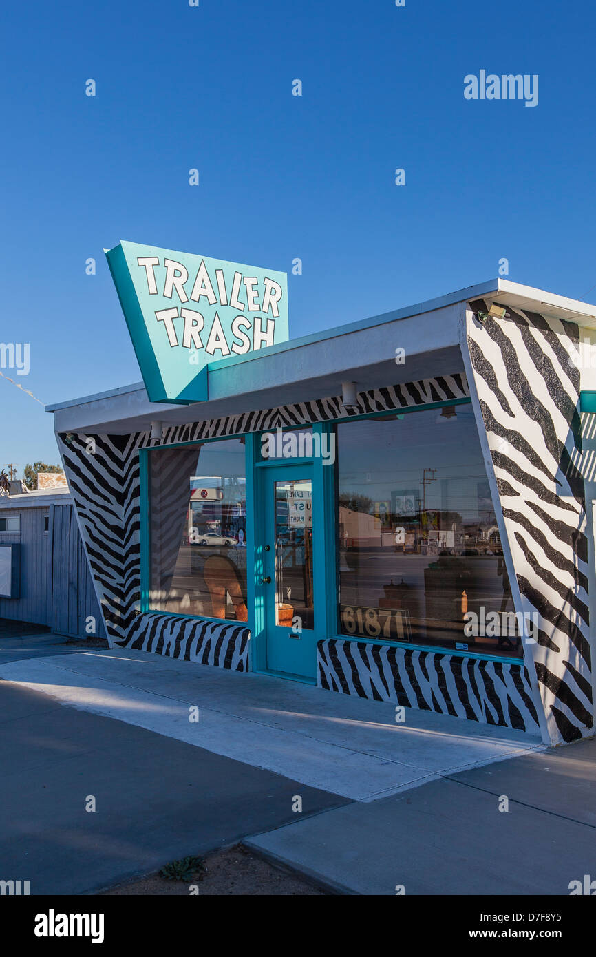 A black and white zebra striped and turquoise colored storefront with a ...