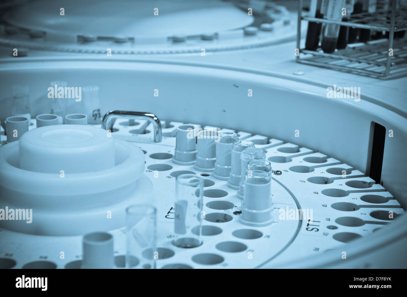 chromatograph with glass sample bottles Stock Photo - Alamy