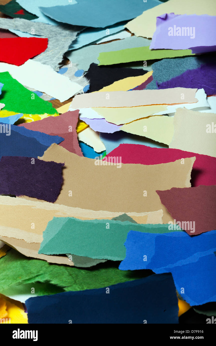Large group of torn pieces of paper in a large variety of colors Stock ...