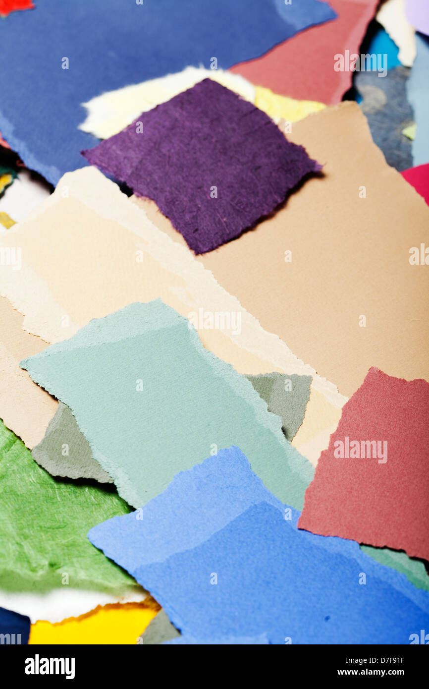 Large group of torn pieces of paper in a large variety of colors Stock ...