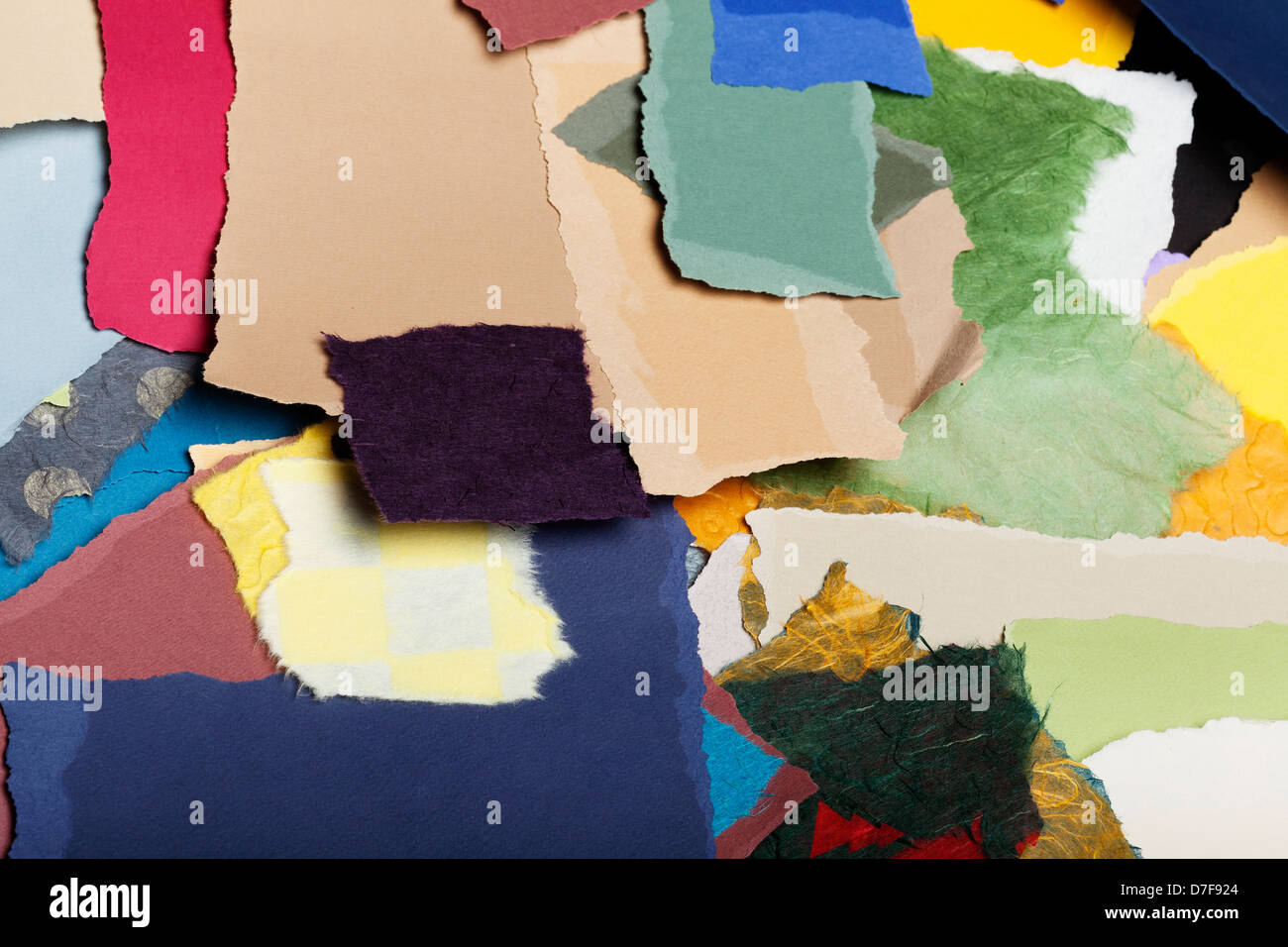 Large group of torn pieces of paper in a large variety of colors Stock ...