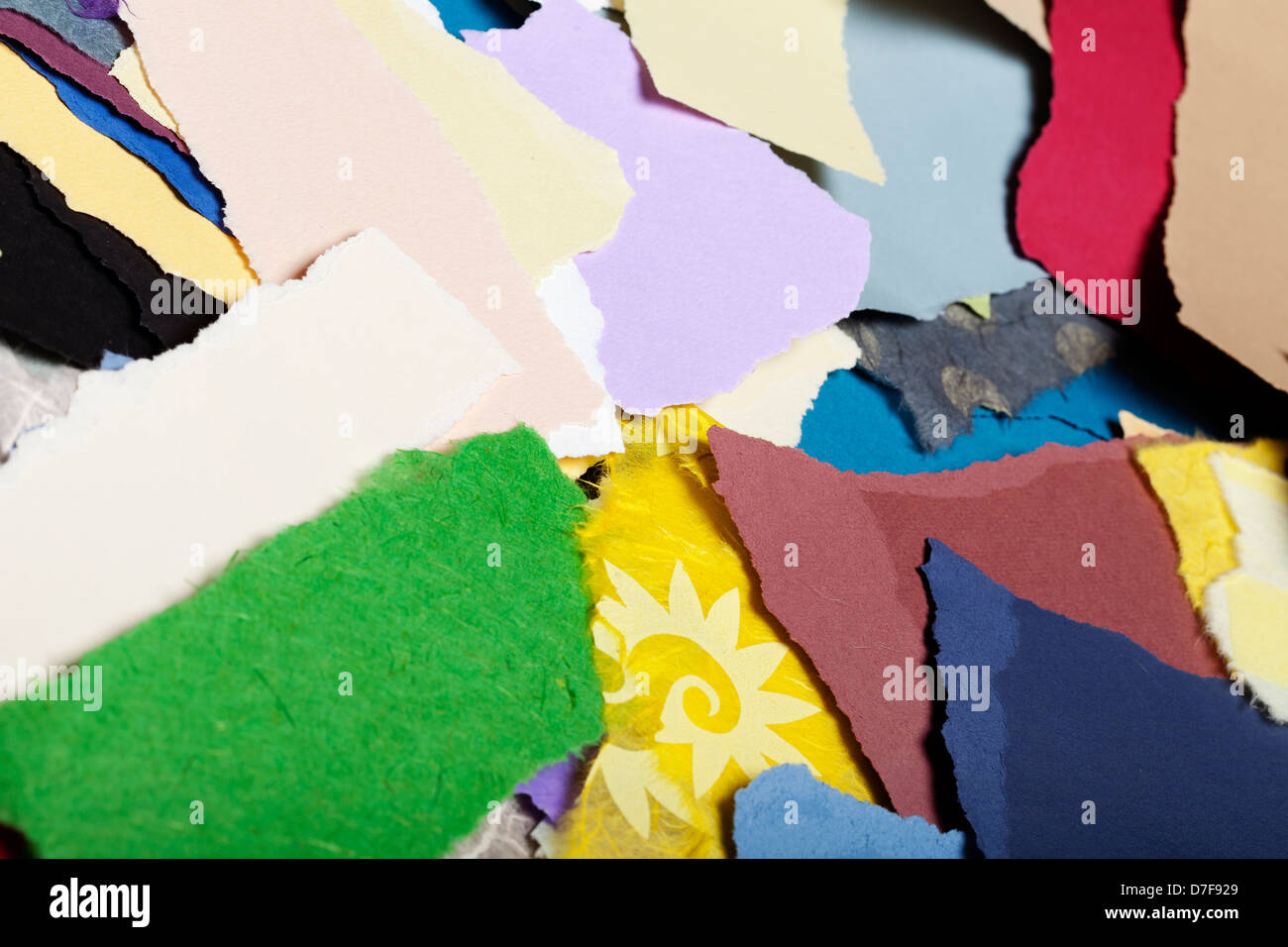 Large group of torn pieces of paper in a large variety of colors Stock ...