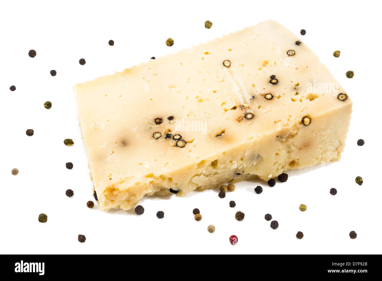 sheep cheese whit pepper on white background Stock Photo - Alamy
