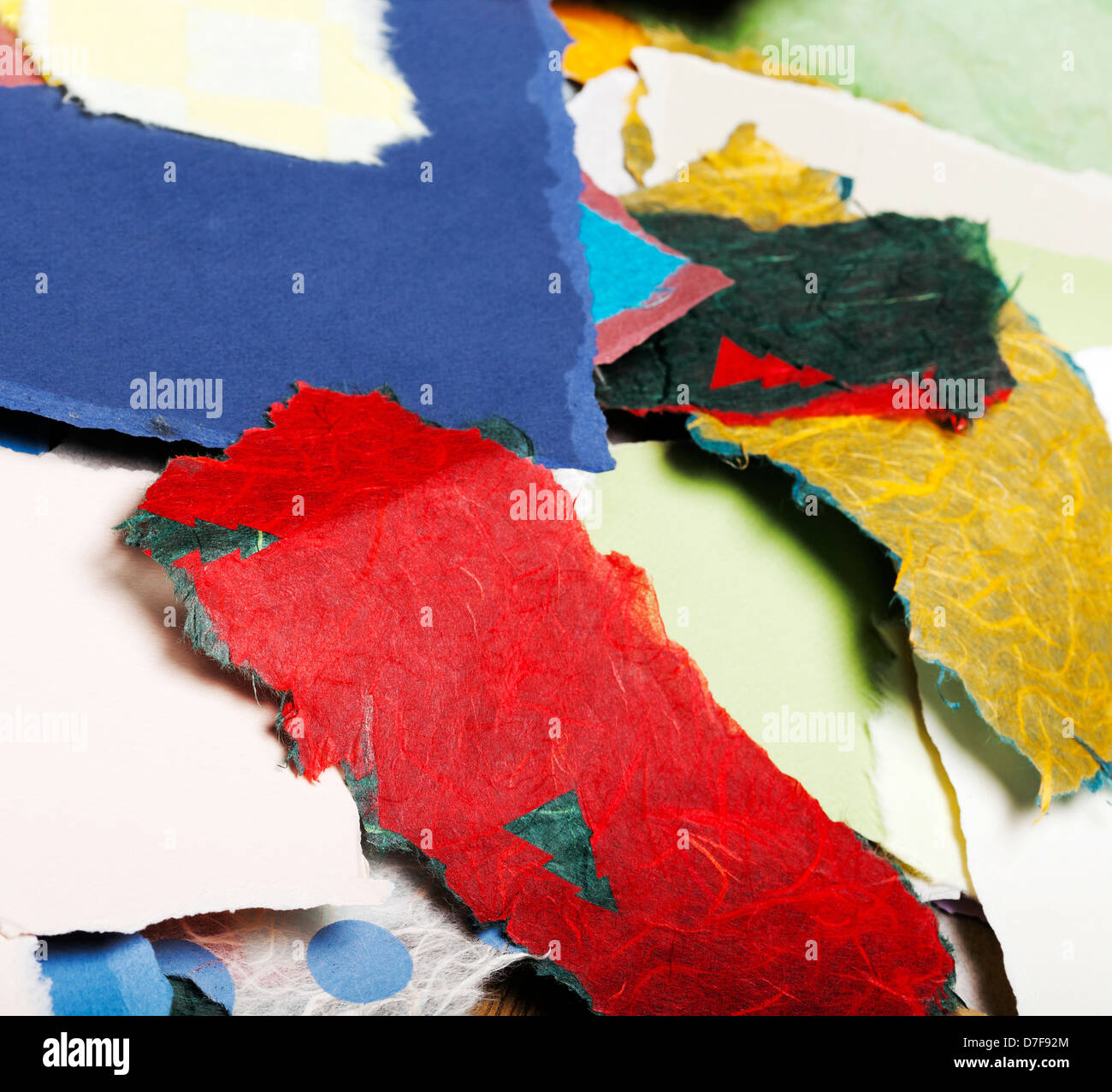 Large group of torn pieces of paper in a large variety of colors Stock ...