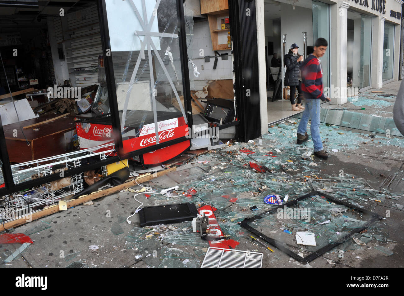 BROOKLYN, NY - OCTOBER 30: Destroyed grocery store in the Sheepsheadbay ...