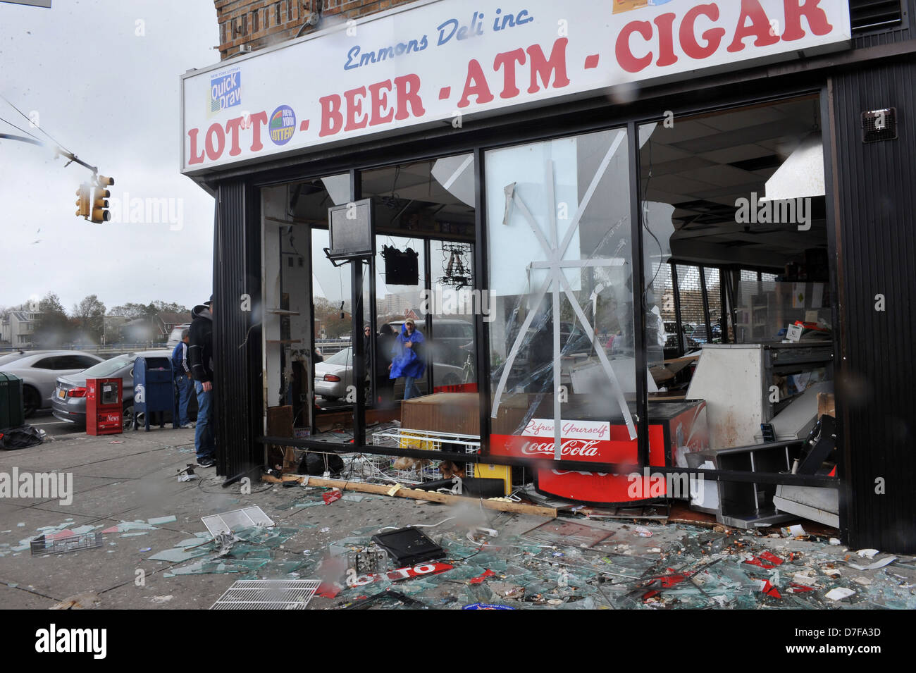 BROOKLYN, NY - OCTOBER 30: Destroyed grocery store in the Sheepsheadbay ...