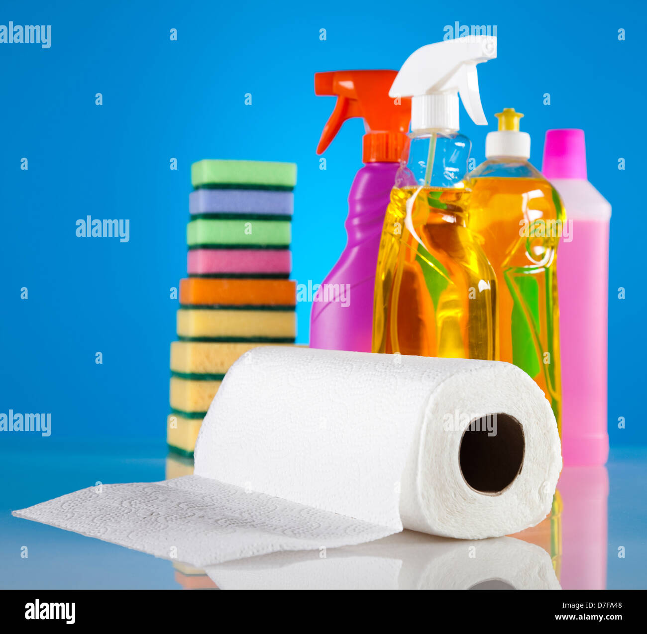 Assorted cleaning products Stock Photo - Alamy