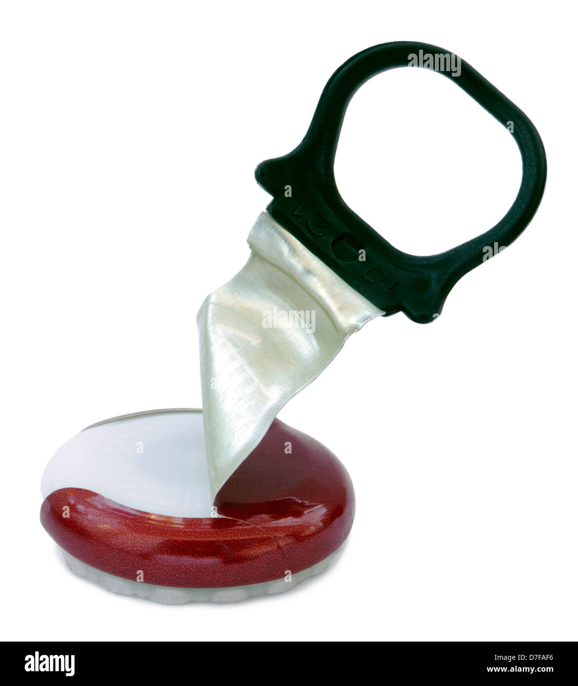 Two different angles of metal & plastic bottle caps for glass beer ...