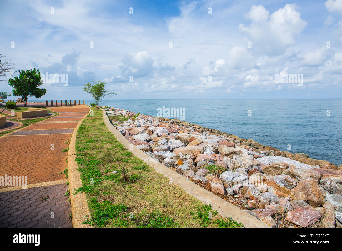 Protect coastal waves , Path around the shoreline Stock Photo - Alamy