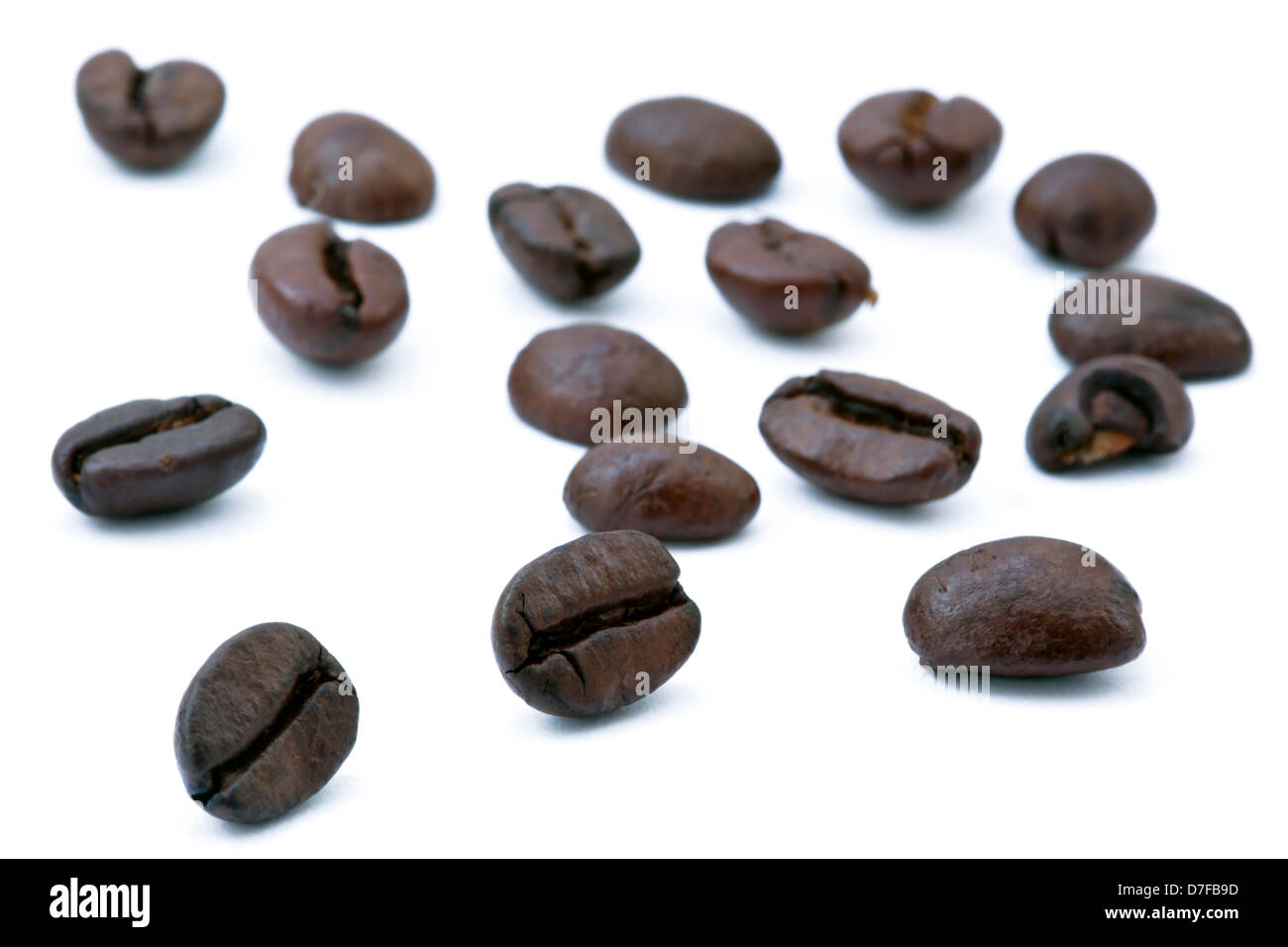 An array of various fresh roasted coffee beans isolated on white ...