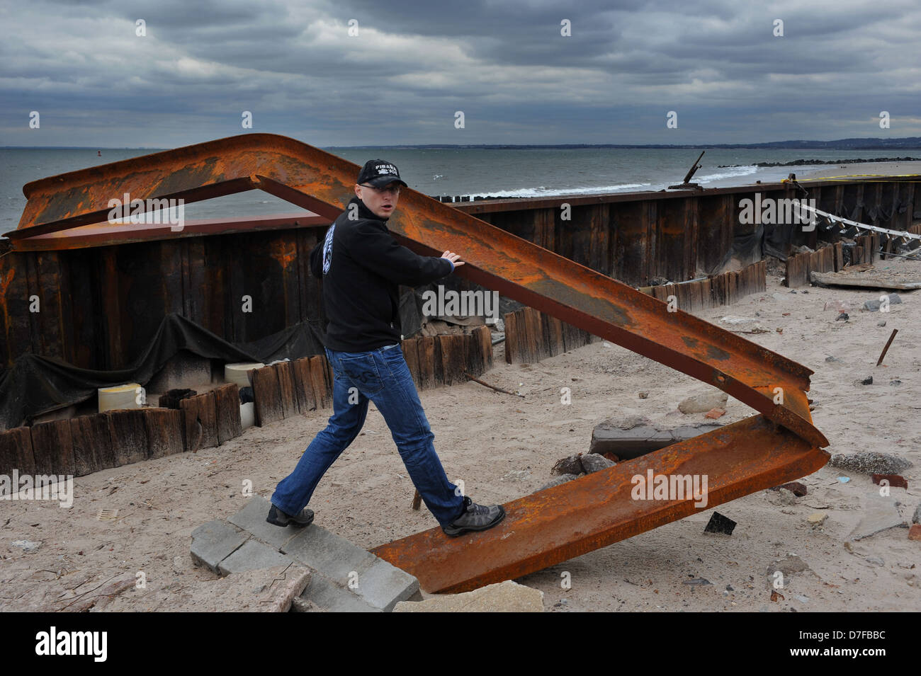 BROOKLYN, NY - NOVEMBER 01: Serious damage in the metal construction of ...