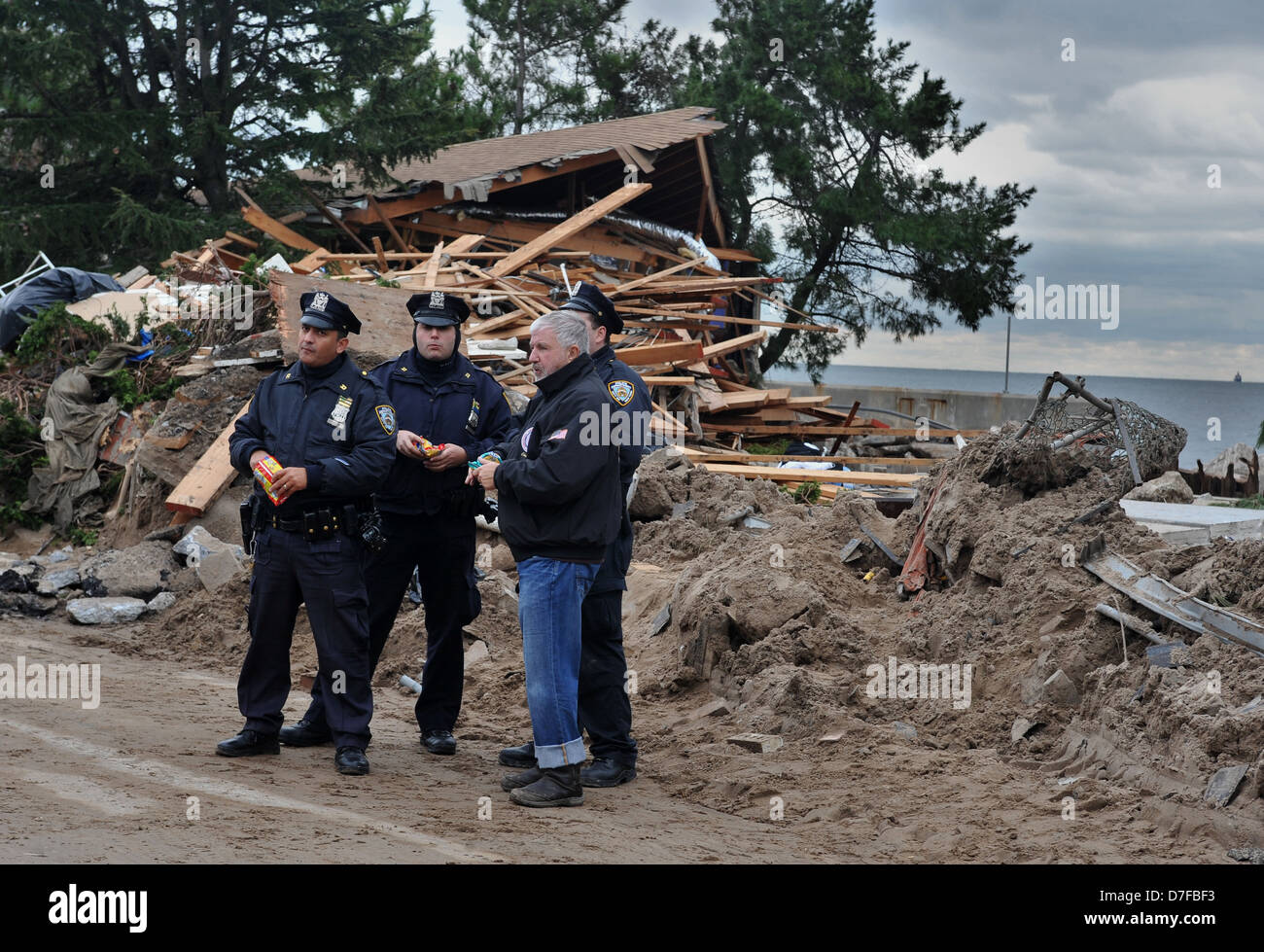 BROOKLYN, NY - NOVEMBER 01: NYPD secure serious damage in the buildings ...