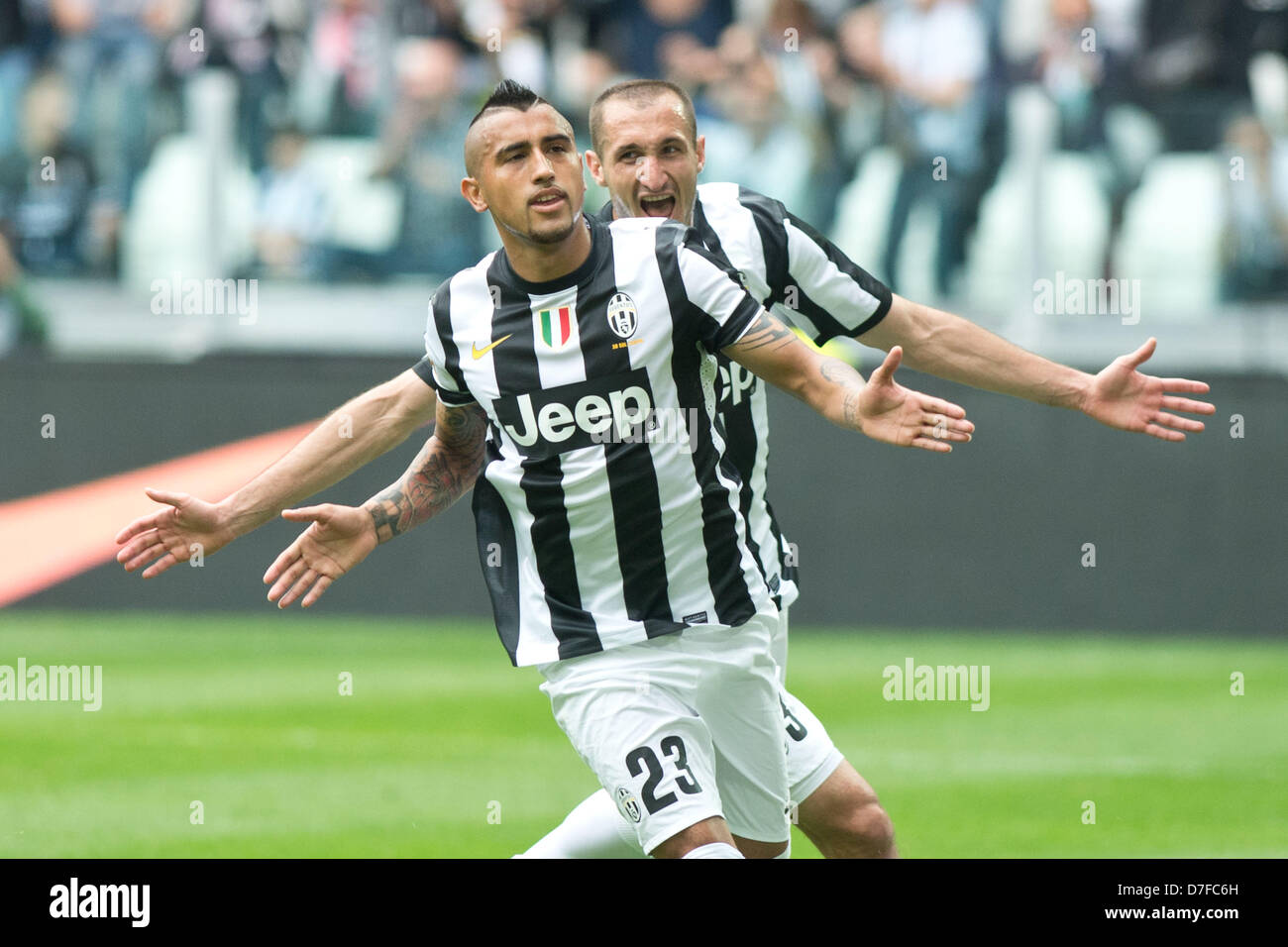 (L-R) Arturo Vidal, Giorgio Chiellini (Juventus), MAY 5, 2013 ...