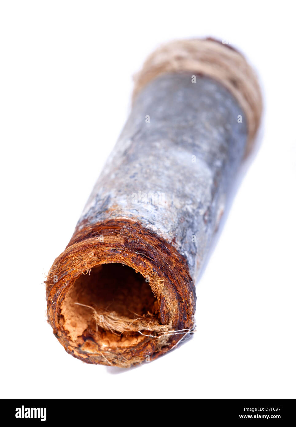 Excerpt of a broken plumbing pipe almost completely blocked with ...