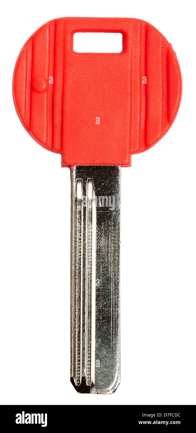 Red key isolated on white background Stock Photo - Alamy
