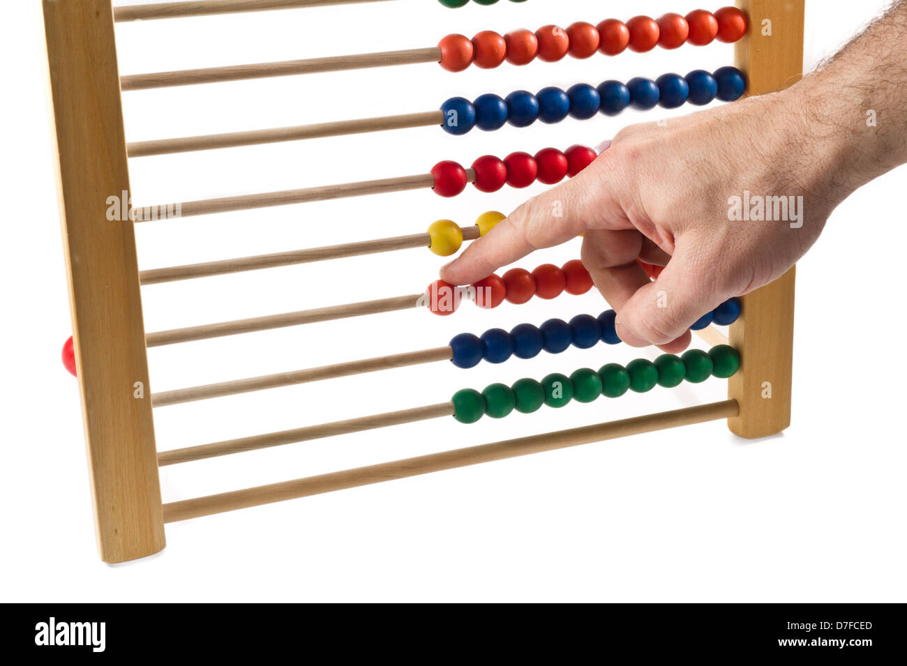 abacus with hand on white background Stock Photo - Alamy