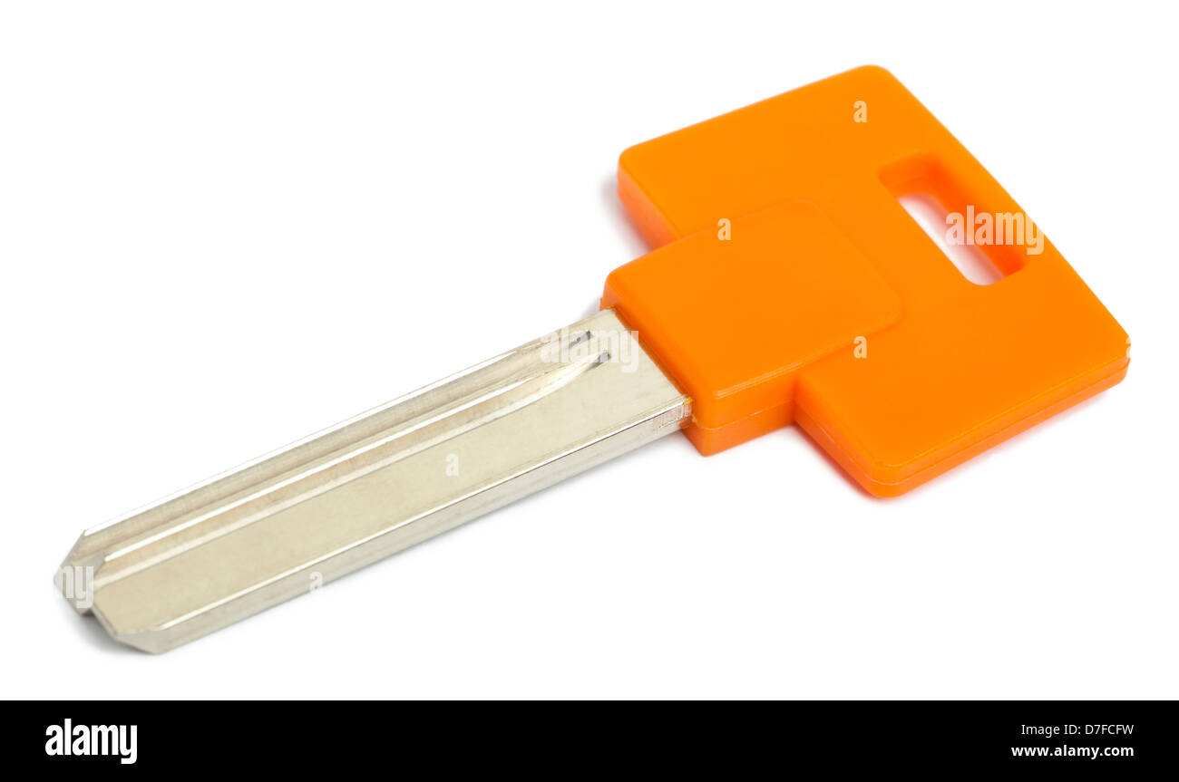 Orange key isolated on white background Stock Photo - Alamy