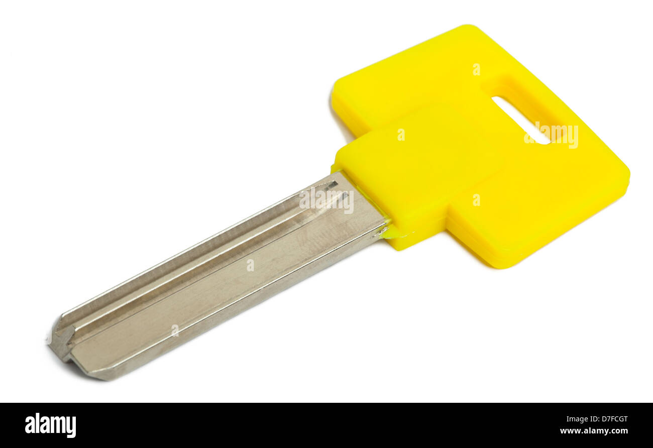Yellow key isolated on white background Stock Photo - Alamy