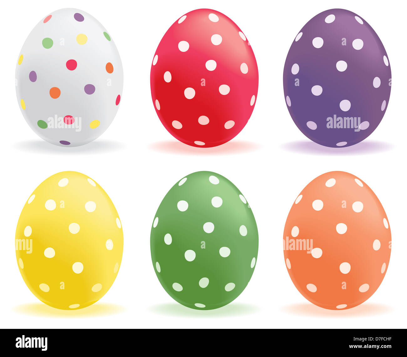 A selection of colored polka dot eggs Stock Photo - Alamy