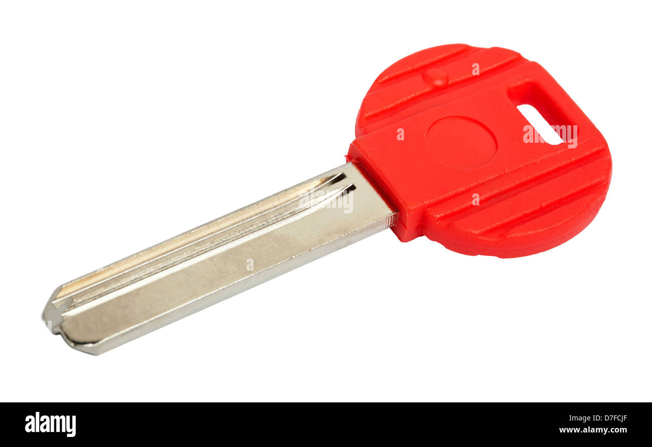 Red key isolated on white background Stock Photo - Alamy
