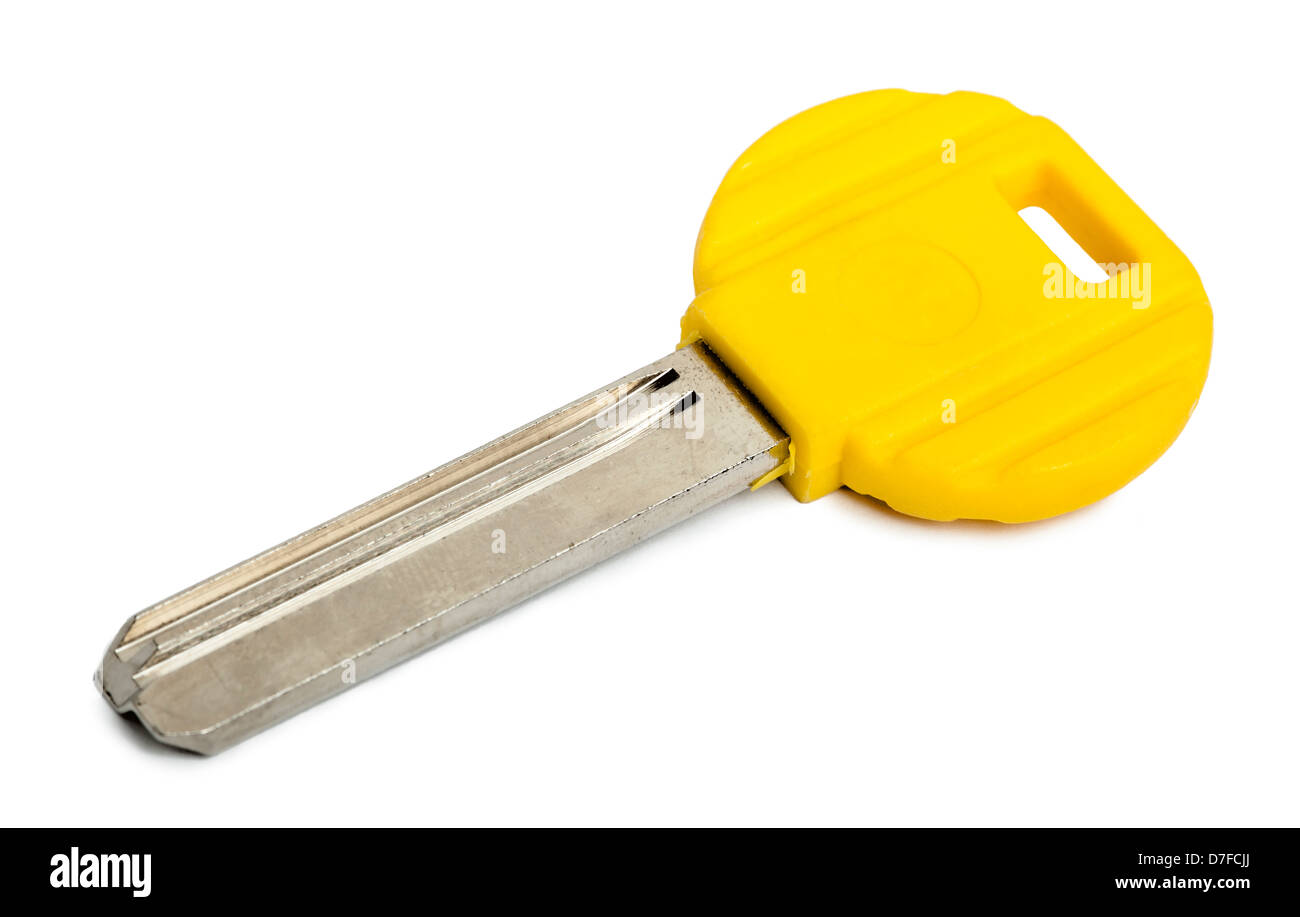 Yellow key isolated on white background Stock Photo - Alamy