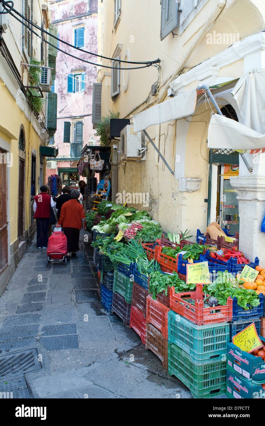 Fruit and vegetable shop, Corfu Town, Greece Stock Photo - Alamy