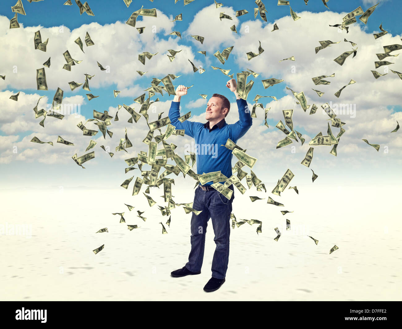 3d white man money rain hi-res stock photography and images - Alamy