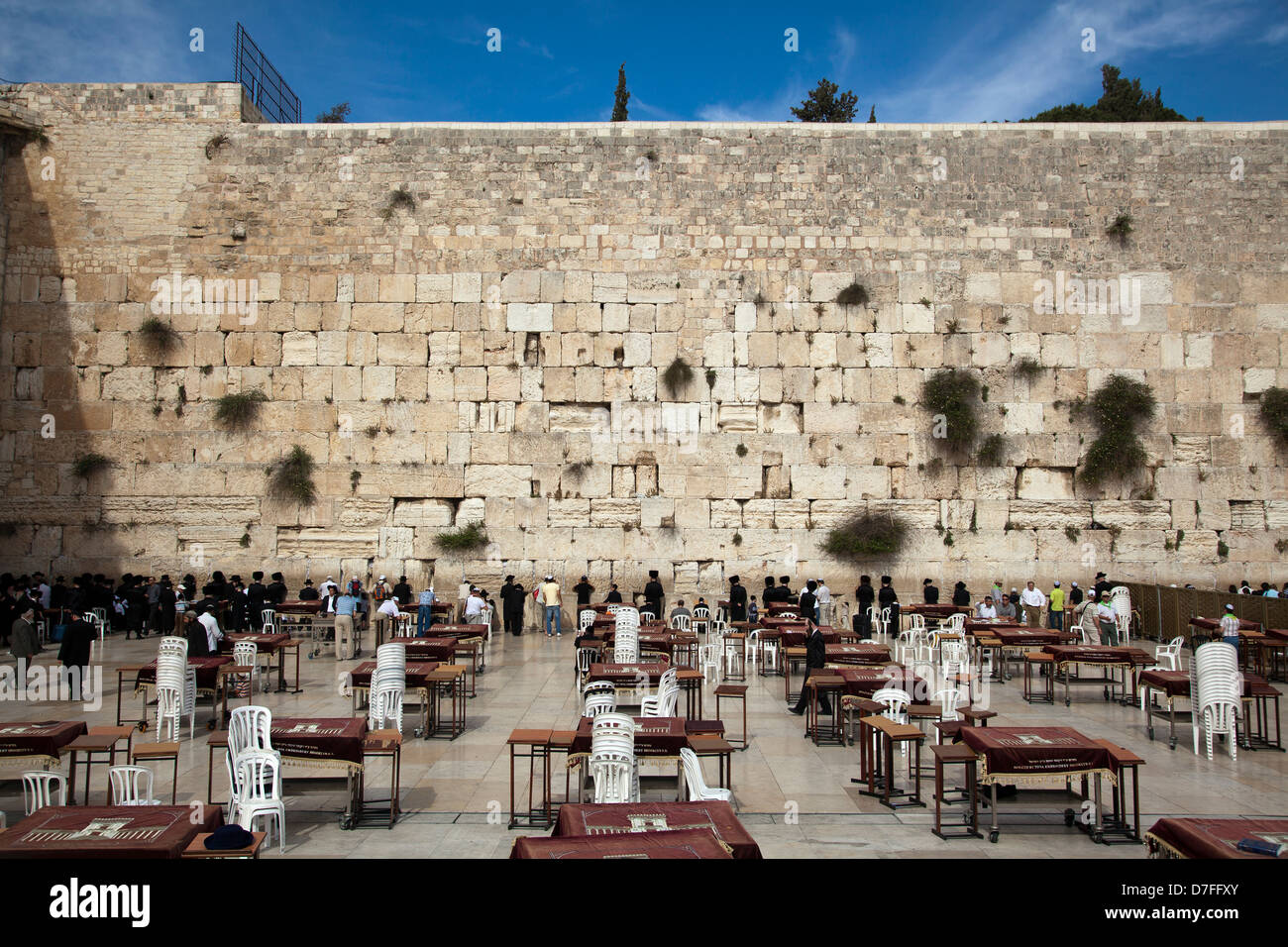 Prayers at the Western Wall, one of the most sacred places to the ...