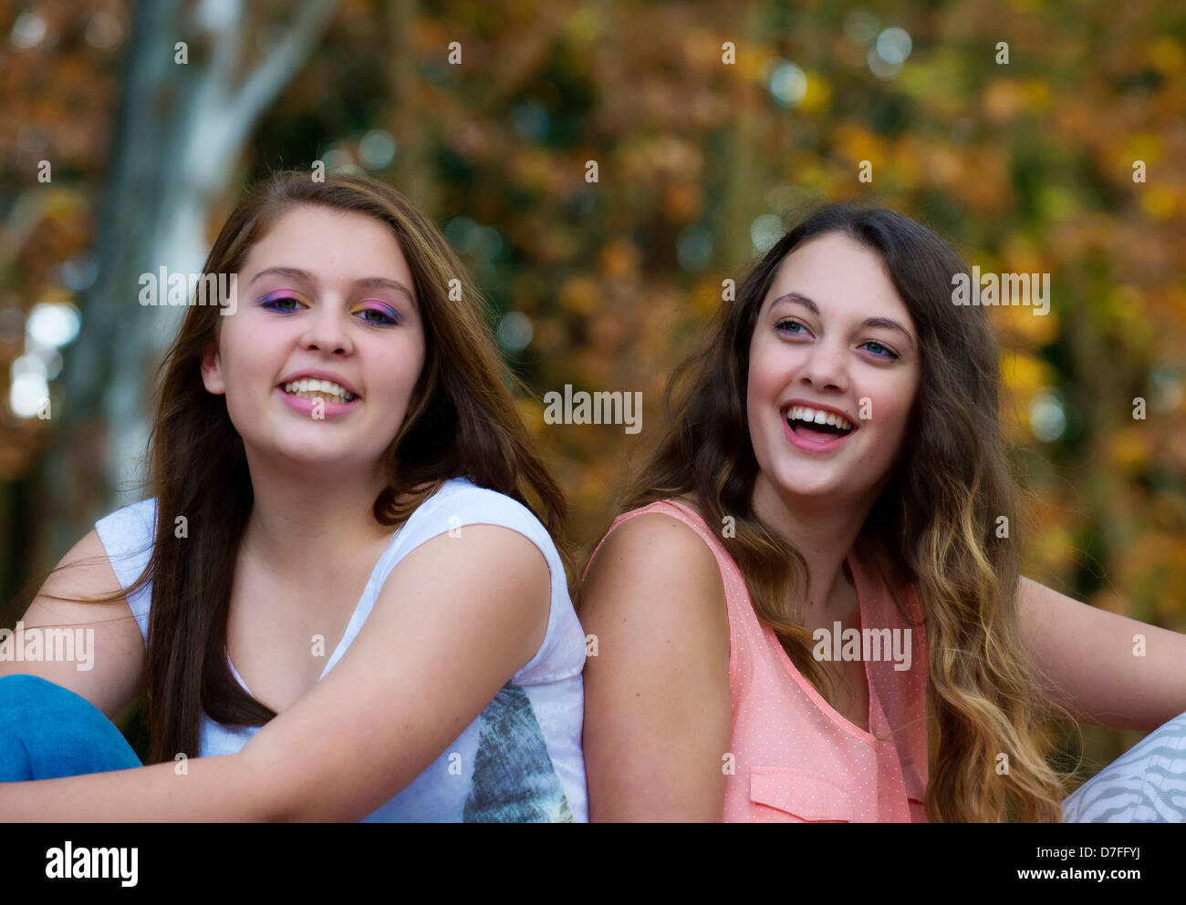 Two best friends share time in a park Stock Photo - Alamy