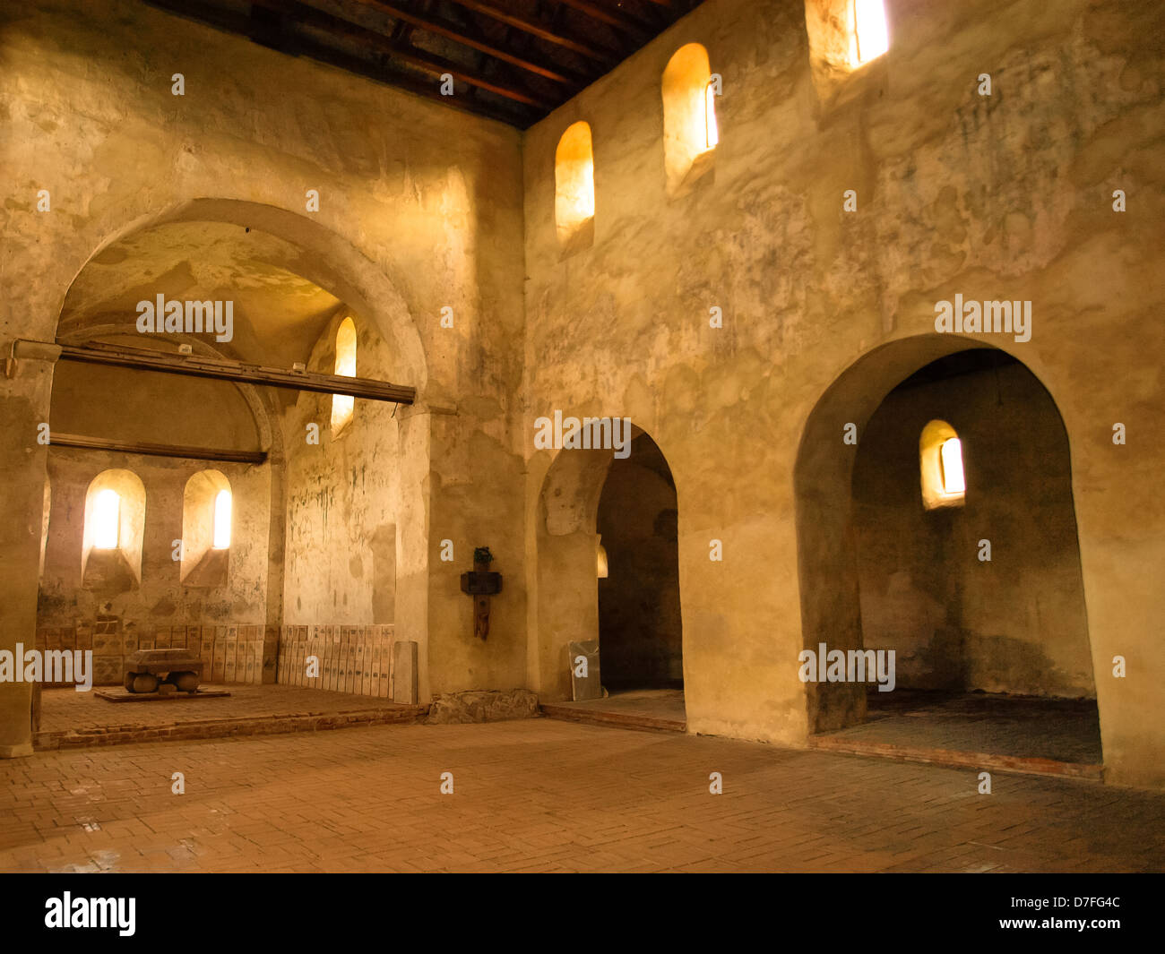 Interior of an old, medieval fortified church, in Transylvania Stock ...