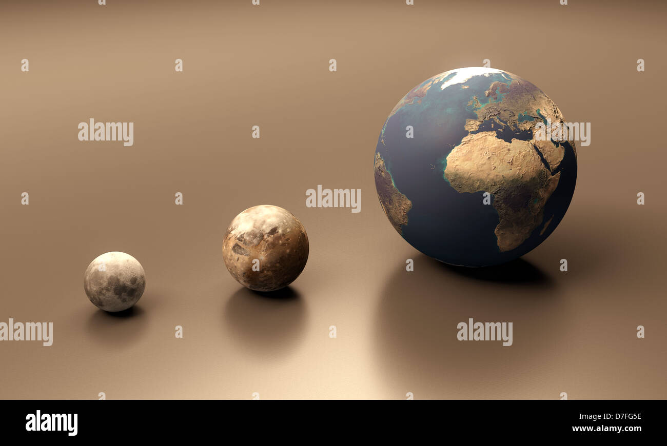 A rendered size comparison of the Jupiter Moon Ganymede the Moon and ...