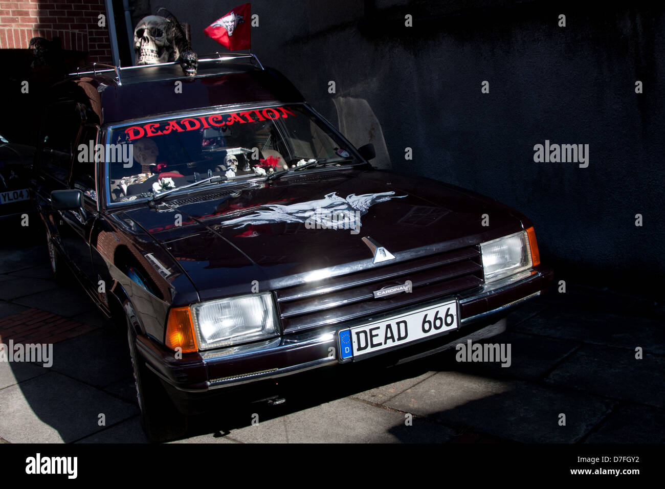 A decorated hearse in Whitby on a goth weekend Stock Photo - Alamy