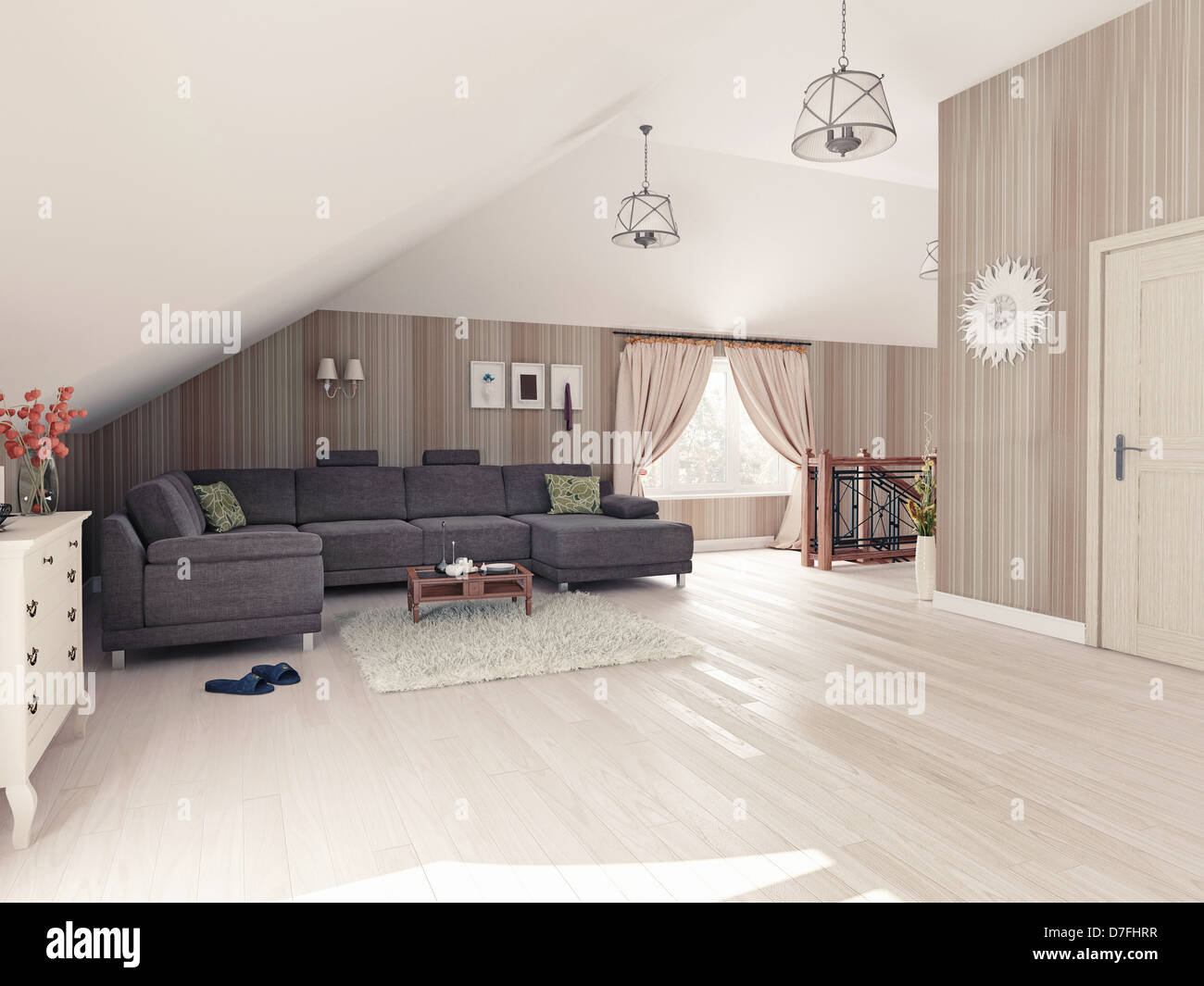 Interior hall attic Stock Photo - Alamy
