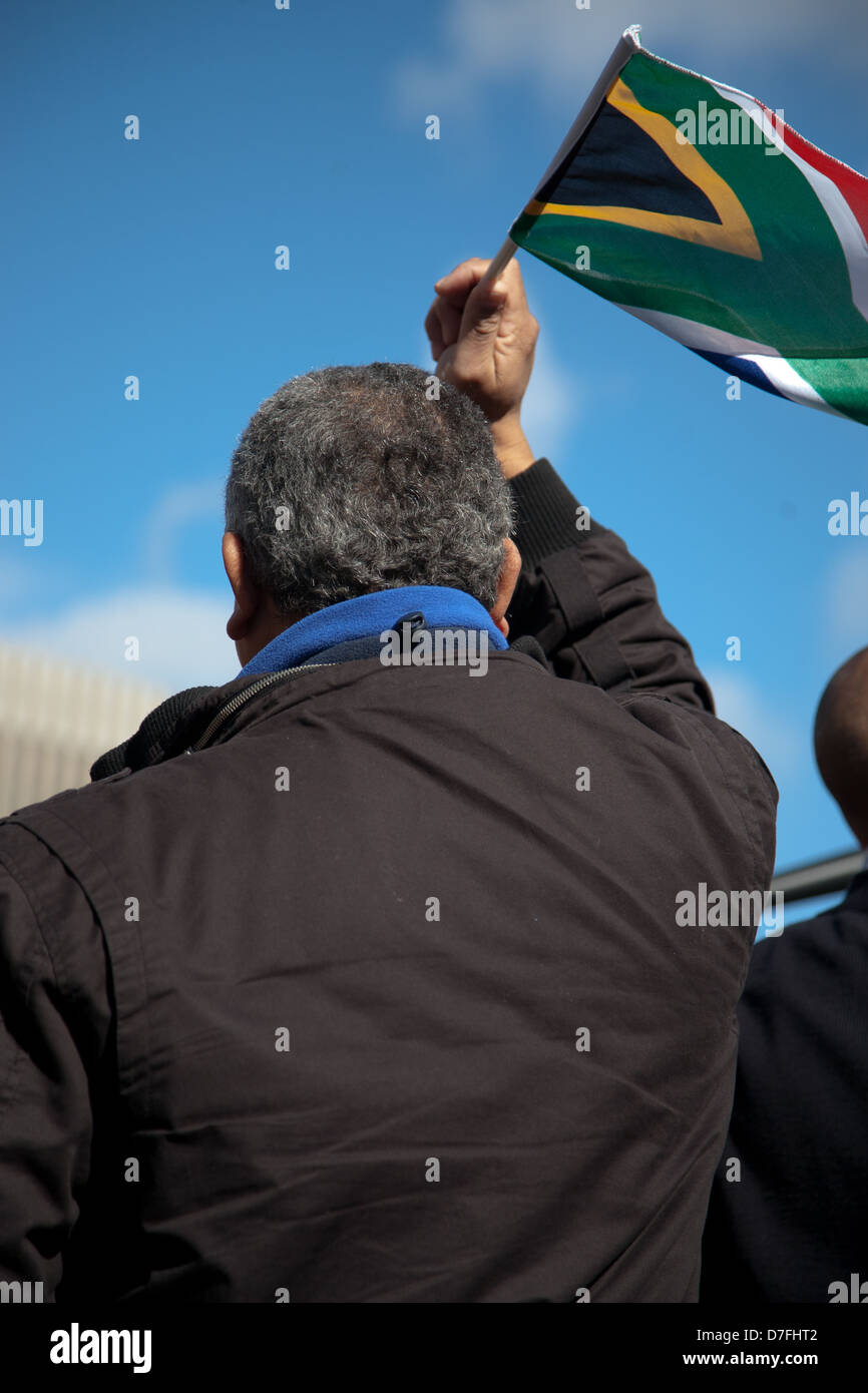 Man waving a South African flag Stock Photo - Alamy