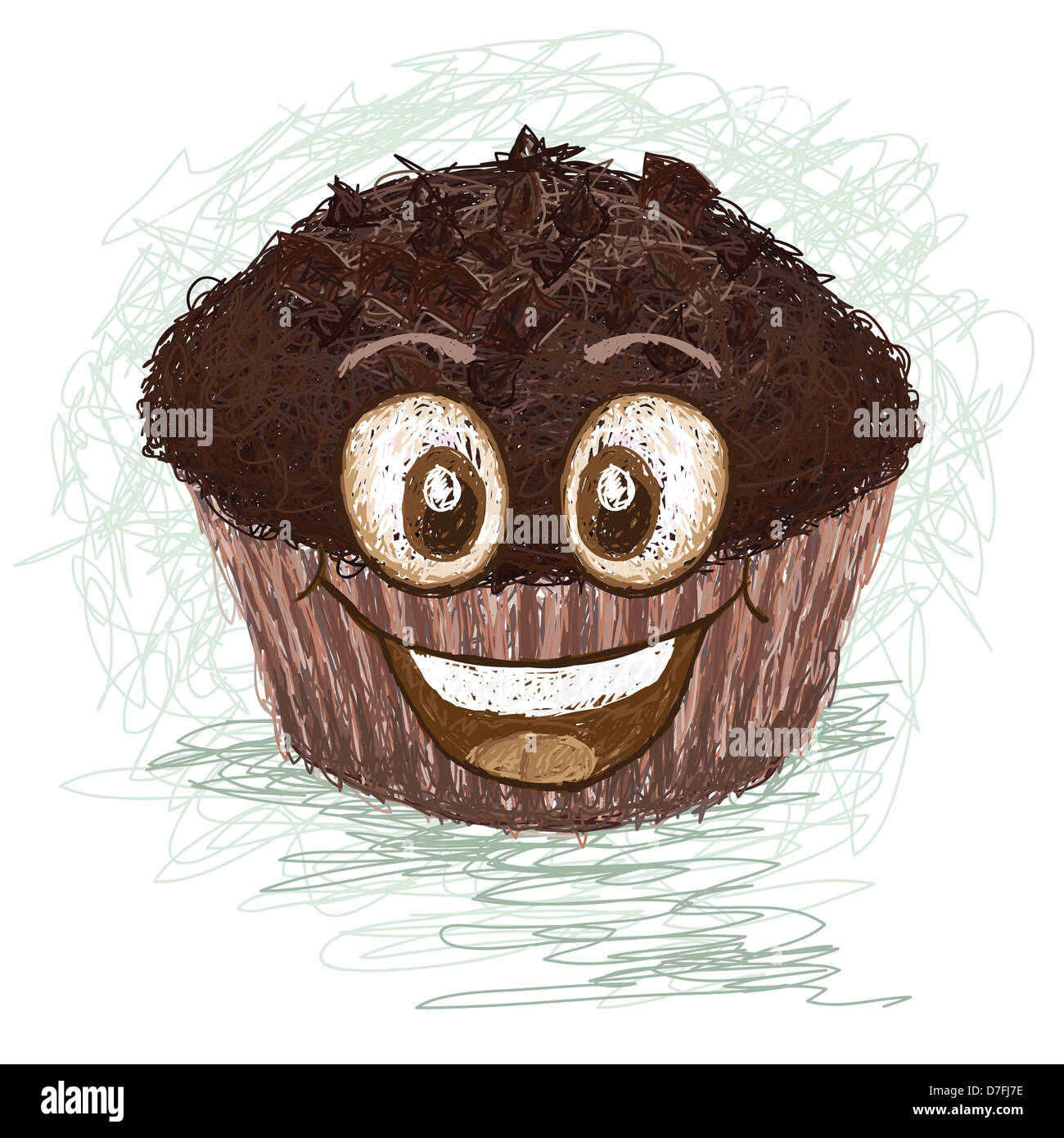 happy brown chocolate muffin cartoon character smiling Stock Photo - Alamy