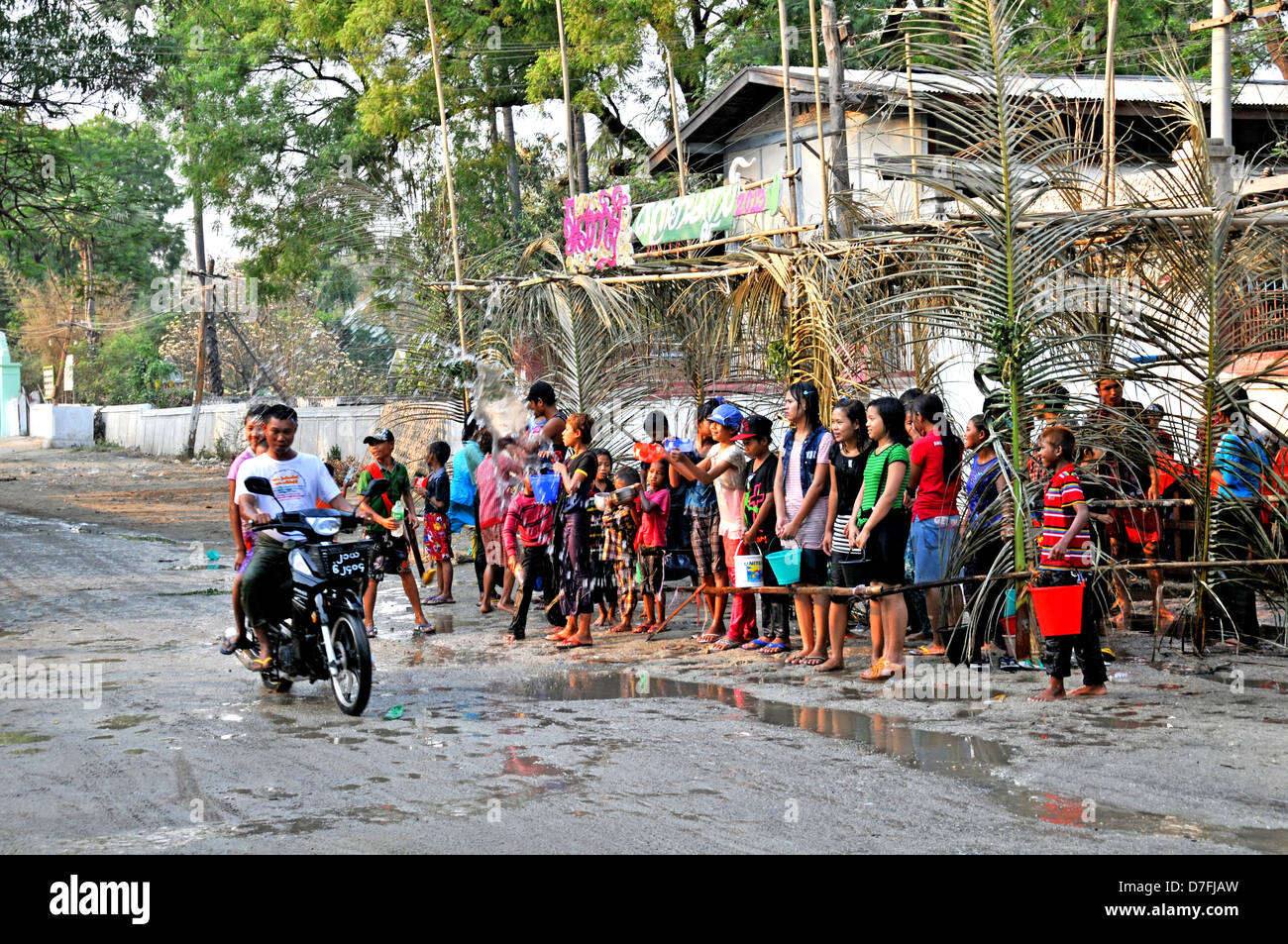 water festival in street , Mingun, Sagaing Region, Myanmar Stock Photo ...
