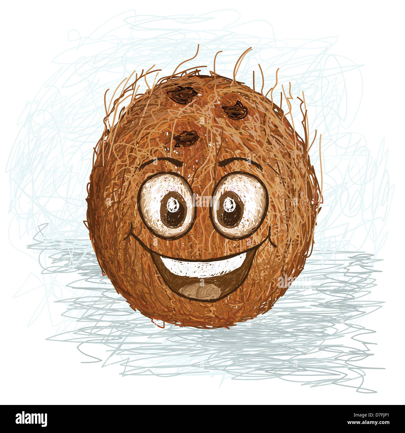 happy brown coconut fruit cartoon character smiling Stock Photo - Alamy
