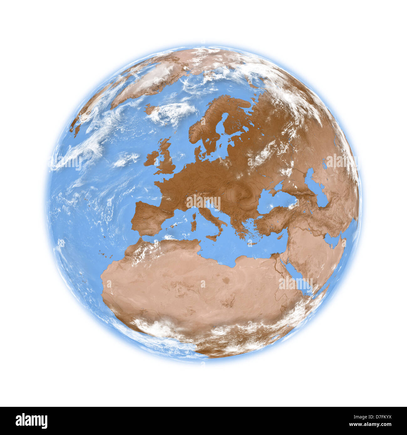 Europe on planet Earth isolated on white background. Elements of this ...