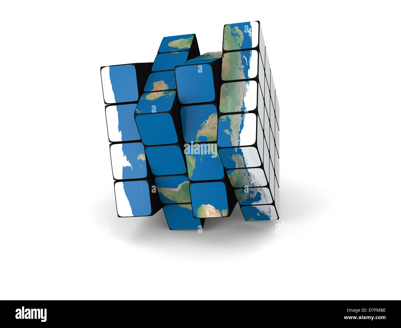 Concept of planet Earth made of cubes, isolated on white background ...
