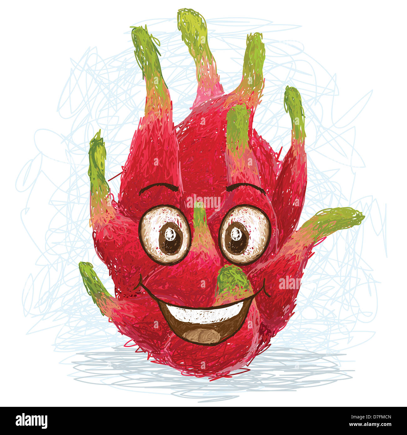 happy red dragon fruit cartoon character smiling Stock Photo - Alamy