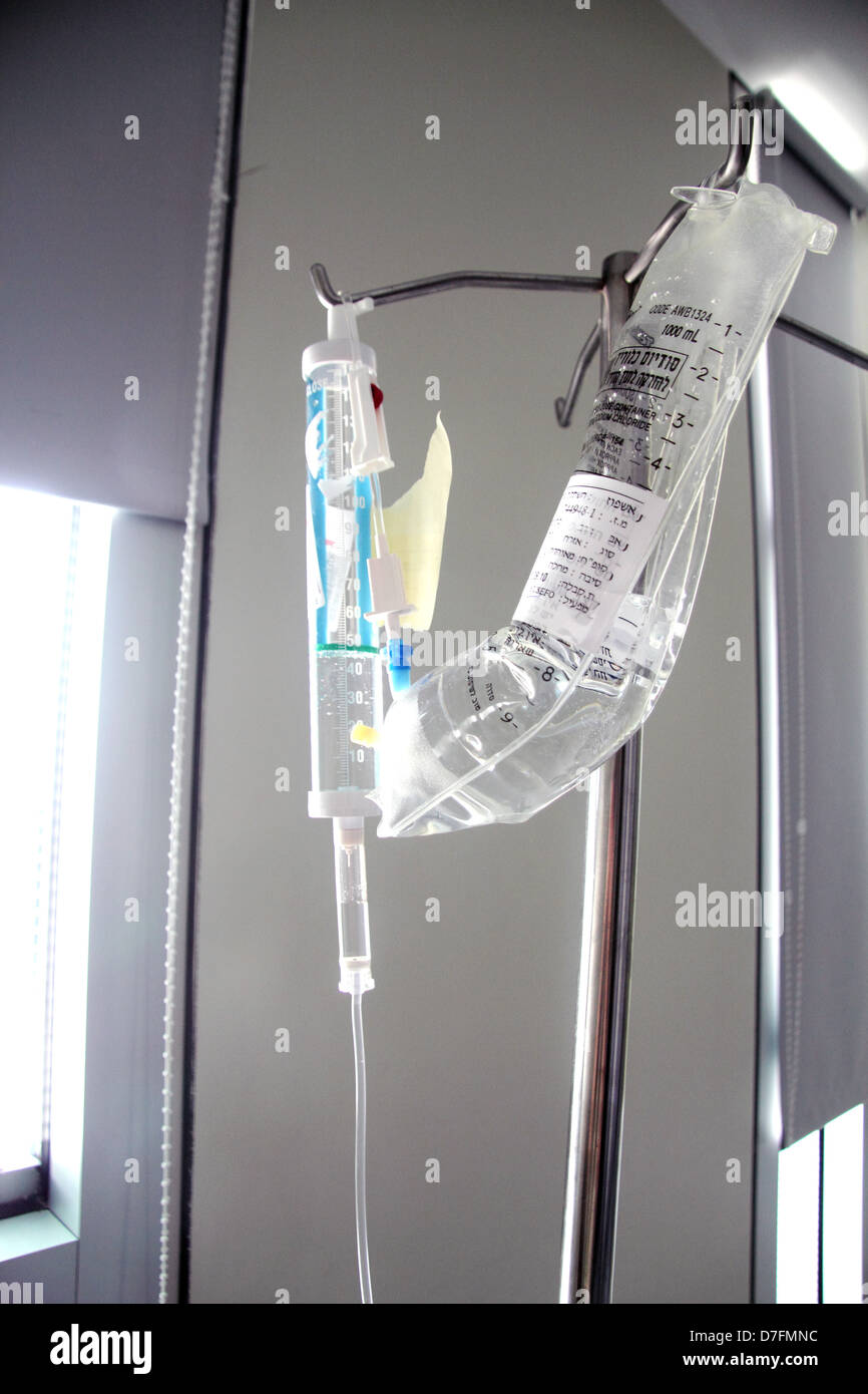Infusion of Sodium Chloride at hospital Stock Photo - Alamy