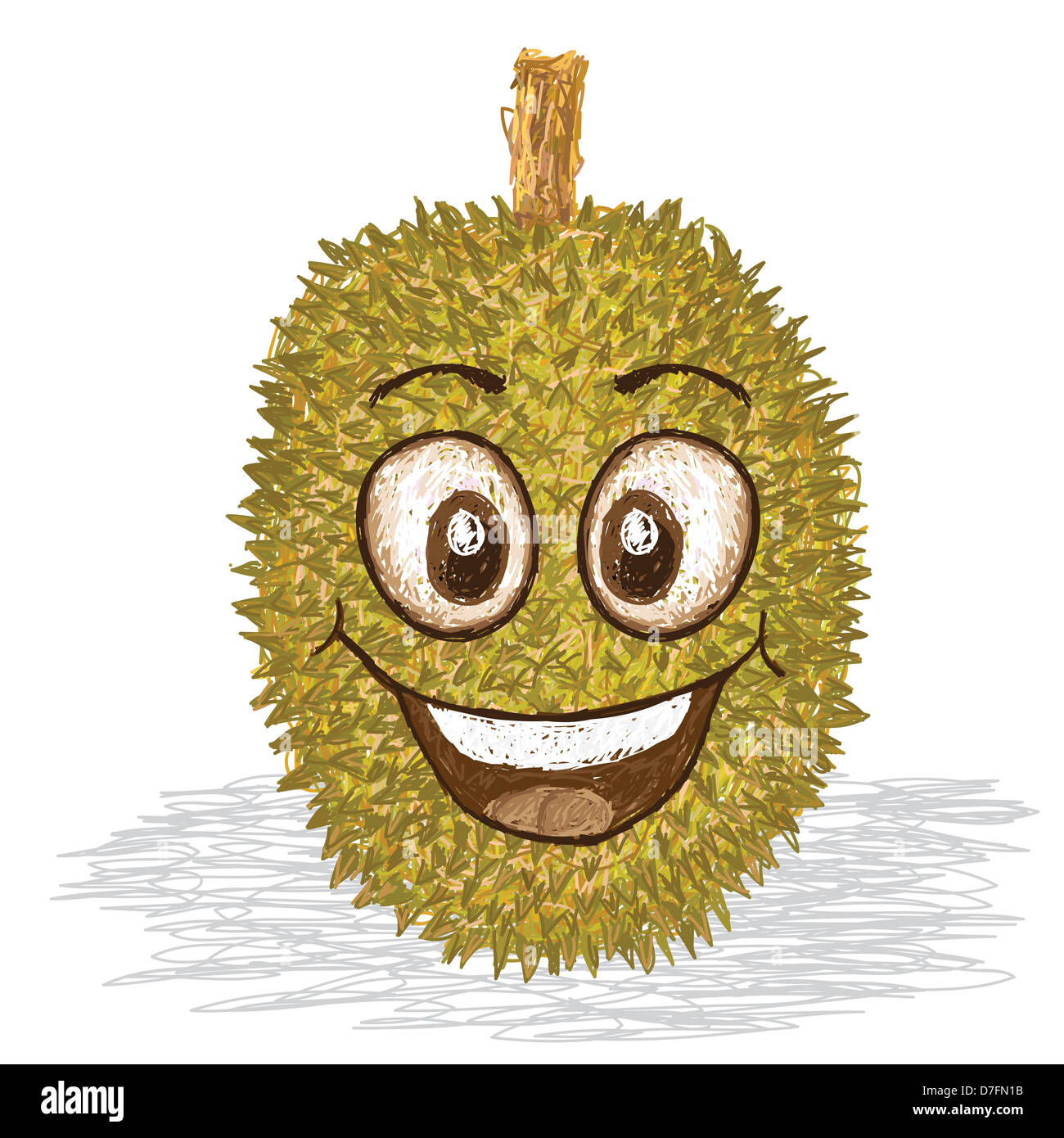 happy yellow durian fruit cartoon character smiling Stock Photo - Alamy