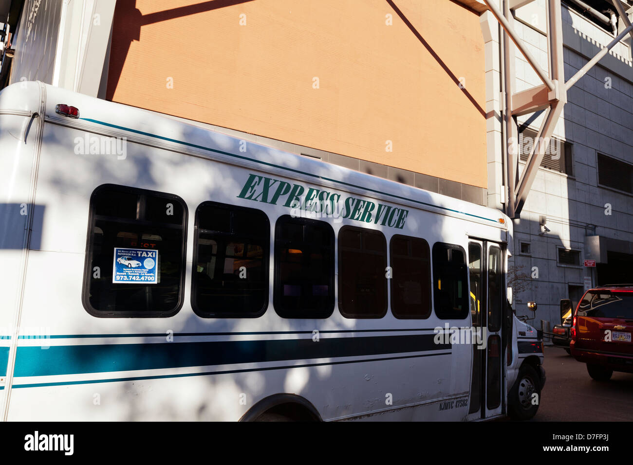 New-York, USA - November 6th, 2012: An express service bus driving by ...