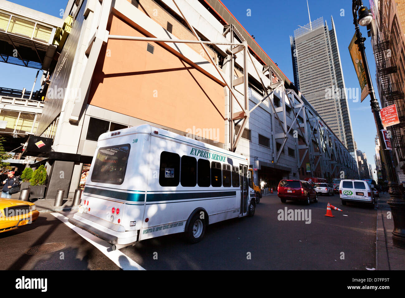 New-York, USA - November 6th, 2012: An express service bus driving by ...